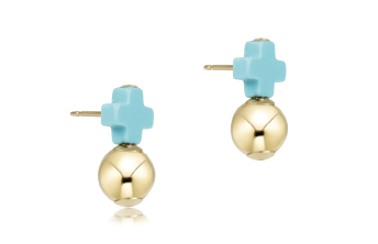 Signature Cross Turquoise Stud - Gold – Rumor Boutique